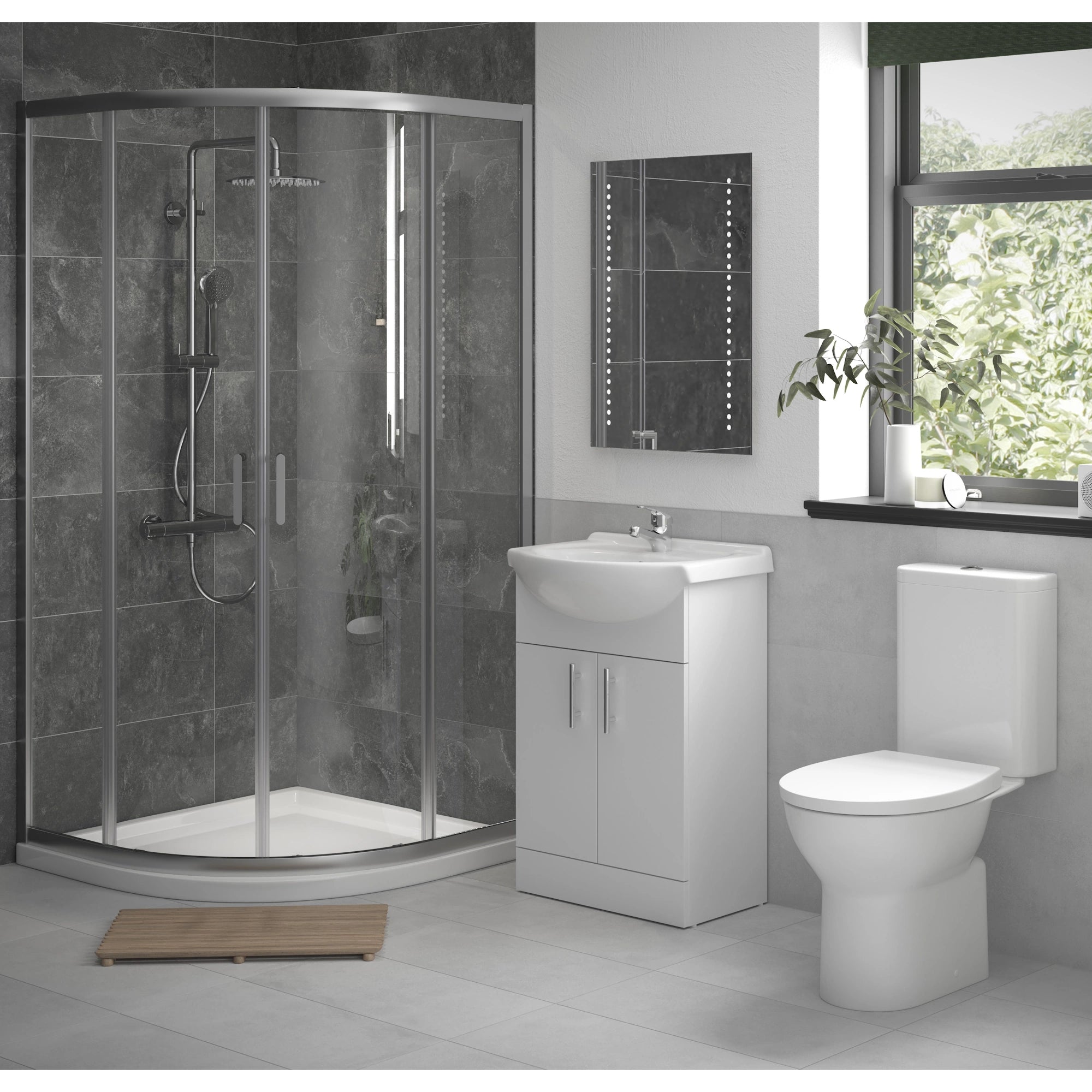 Sinda Full Designer Bathroom Suite with Shower Enclosure Toilet and Va ...