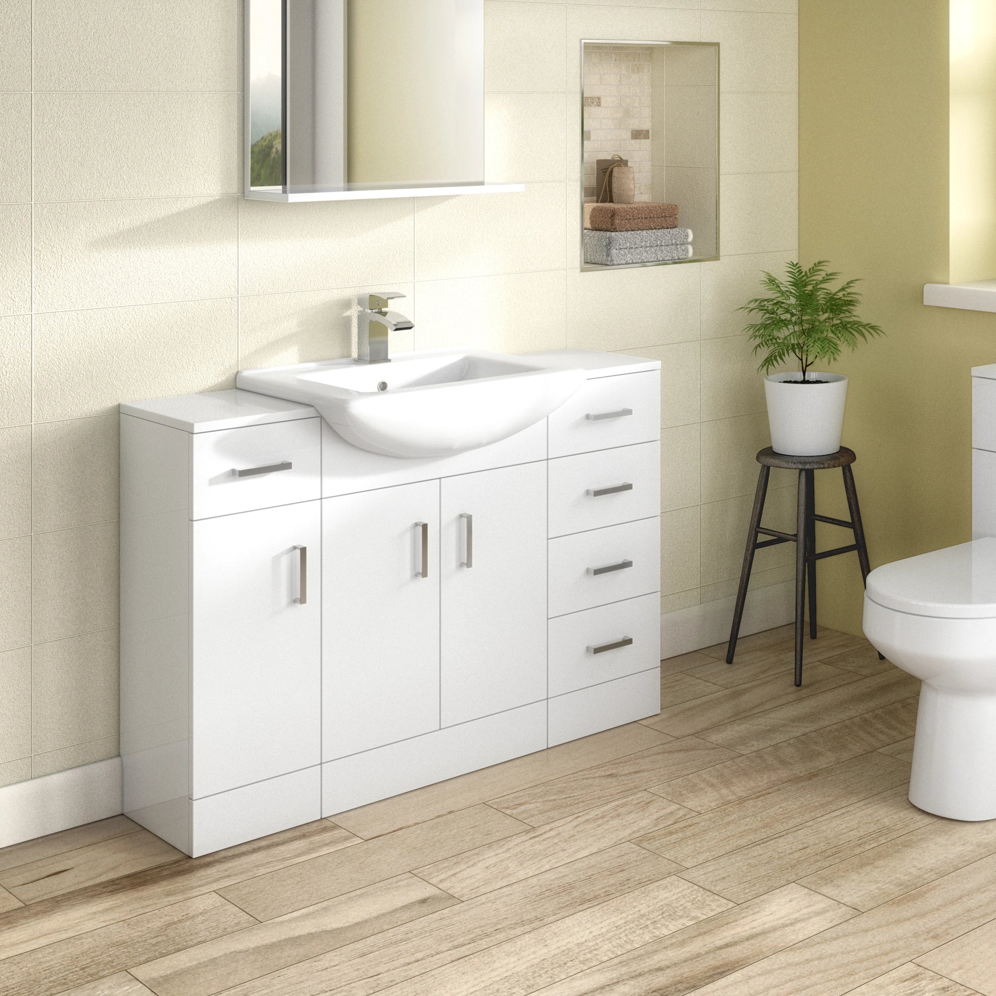 Nuie Mayford Floor Standing Gloss White 4 Drawer Unit – Bubbles Showers ...