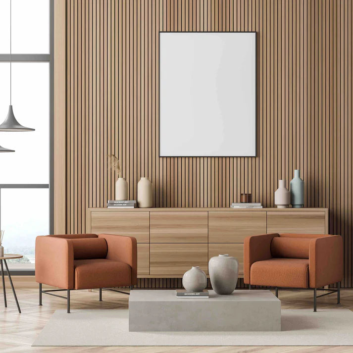 Light Walnut Acoustic Panel 2.4m – Bubbles Showers and Bathrooms